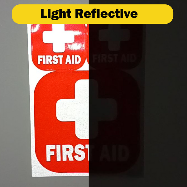 12pc First Aid Kit Sign Sticker [4pc of 4"x4"]+[8pc of 2"x2"] Self Adh ...